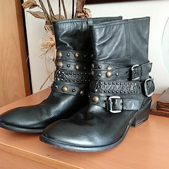 JFK | Shoes | Jfk Studded Ankle Leather Boots Made In Italy 41 | Poshmark